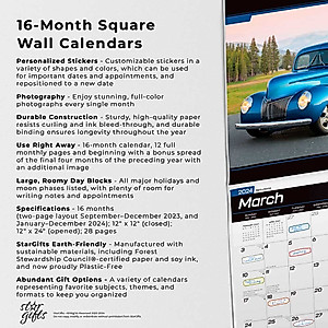 Classic Ford Pickups OFFICIAL | 2024 12 x 24 Inch Monthly Square Wall Calendar | Sticker Sheet | StarGifts | Motor Truck