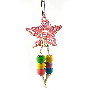 SONGBIRDTH Parrot Chew Toys - Colorful Bead Bird Five-Point Star Shape Cage Swing Chewing Climbing Parrot Toy for Medium and Small Parrot Random Color