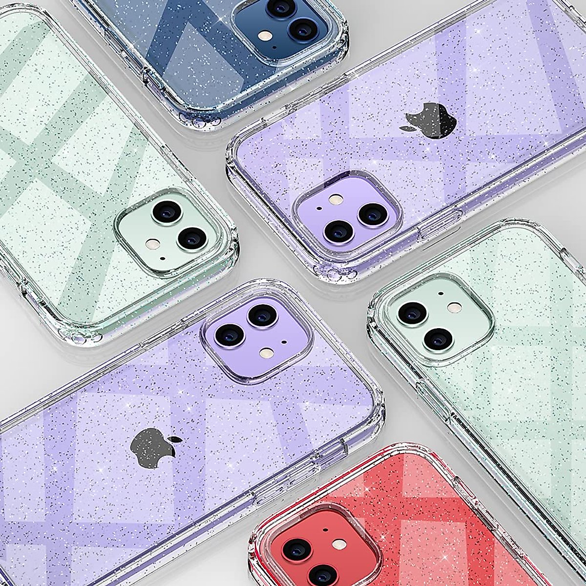 Diaclara iPhone 12 Mini Case - Full Body Rugged Case with Built-in Touch Sensitive Screen Protector, Soft TPU Bumper for iPhone 12 Mini 5.4" (Clear Glitter)