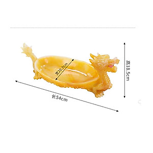 2 PCS Resin Dragon Sushi Boat Serving Tray Set, 21.3Inch Seafood Plate, Japanese Food Tableware, Salmon Platter, Dry Ice Plate, Large Sushi Boat Plate for Sashimi Board Seafood Party, Gold/Green