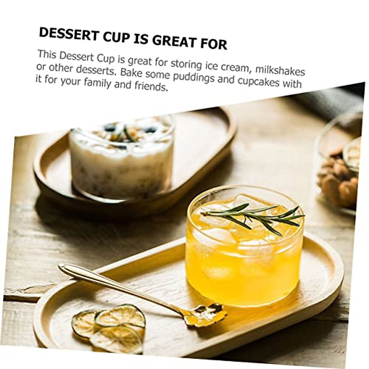 HOMSFOU 4pcs Pudding Baking Mold Ice Cream Bowls Glass Trifle Bowl Glass Clear Container Oven Safe Bowls Ramiken Glass Prep Bowls Glass Kitchen Dessert Cup Ramekins 12 Oz Oven Safe Mini