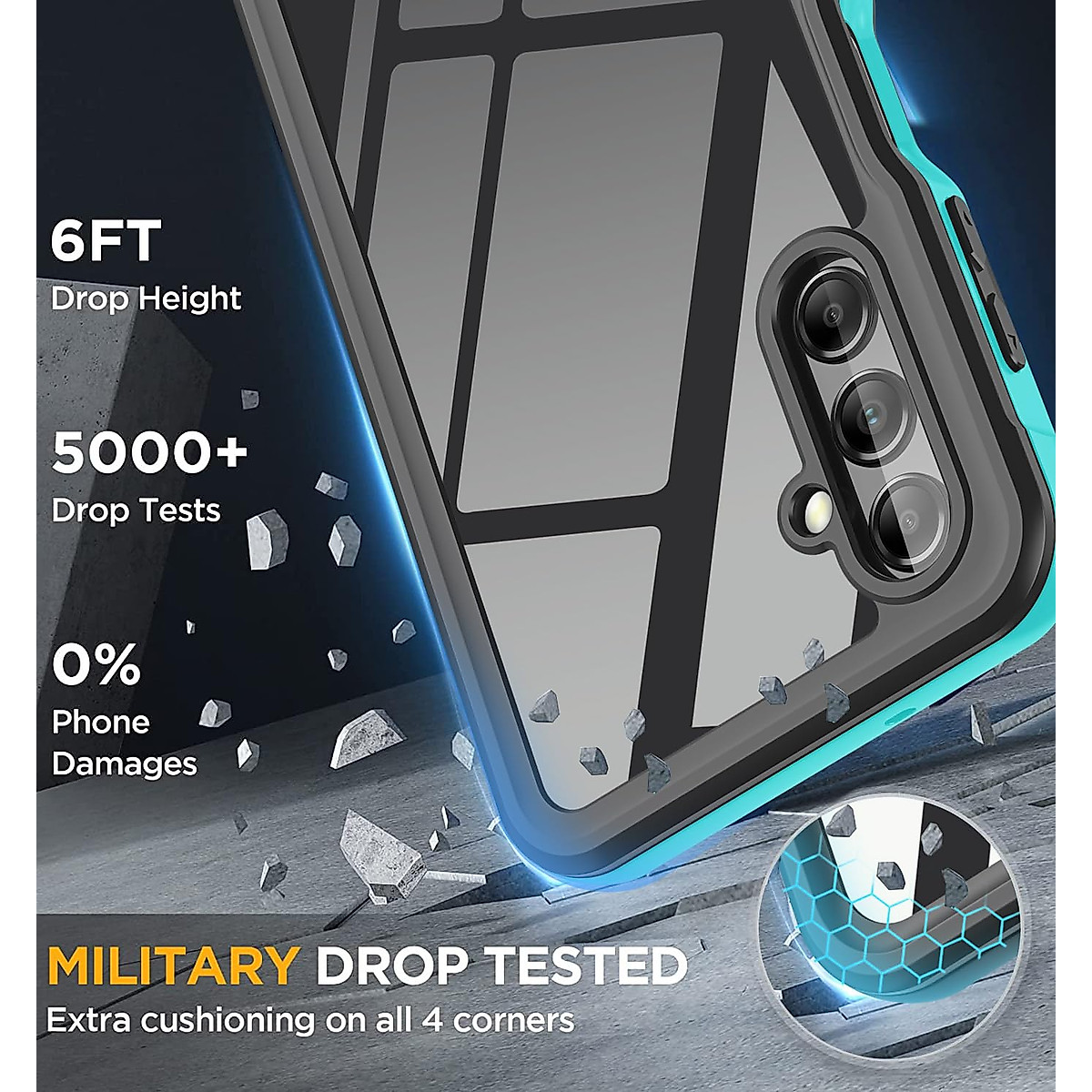 Dewfoam for Samsung Galaxy A14 5G Case Waterproof, [Built-in Screen Protector] [360° Full Body] Heavy Duty Shockproof Dustproof Protective Phone Case for Samsung A14 5G (2023) (Teal)