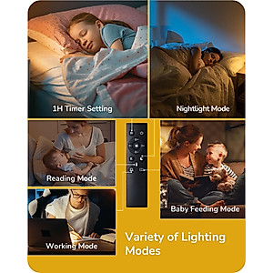 EDISHINE Modern Corner Floor Lamp with Remote, Stepless Dimmable Minimalist Reading Lamp, 65" Tall Pole Lamp for Living Room, Bedroom, Office, 9W LED Bulb Included (Gold)