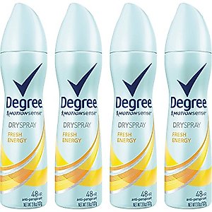 Degree Advanced Antiperspirant Deodorant Dry Spray 72-Hour Sweat and Odor Protection Fresh Energy Deodorant Spray For Women With MotionSense Technology 3.8 oz, Pack of 4 , Blue