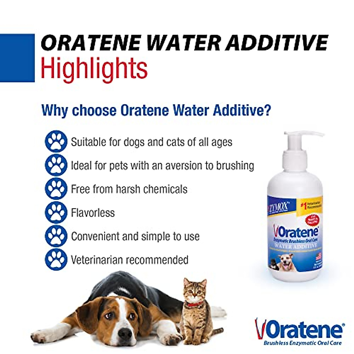 Pet King Brands ZYMOX Oratene Enzymatic Brushless Oral Care Water Additive, 8oz