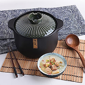 Lake Tian Ceramic Cooking Pot, Clay Pot Cooking, Earthenware Pot, Japanese Donabe, Chinese Ceramic/Casserole/Clay Pot/Earthen Pot Cookware Stew Pot Stockpot with Lid Small Steam, green 2L/2.1QT