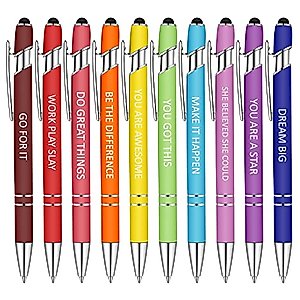 Snarky Office Pens Funny Insulting Pens Christian Ballpoint Pens Inspirational Quotes Negative Quotes Motivational Macaron Touch Stylus Pens for Office, Black Ink (10 Pieces)