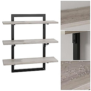 toxaaiwr Wooden Storage Shelf, Wall Mounted Foldable Rack Shelf, Display Stand Shelf, Foldable Design, Strong Load-Bearing, Smooth Edge, Easy Assembly Floating Shelves Grey