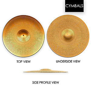 Low Volume 10" Splash Cymbal, 10 inches Practice Splash Cymbal, Quiet Splash Cymbal (10'', Gold)