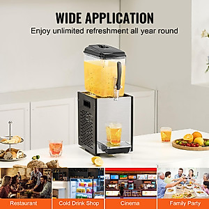 VEVOR Commercial Beverage Dispenser, 12 L / 12.7 QT Juice Dispenser, 246W 304 Stainless Steel Food Grade Ice Tea Drink Machine with 45°F-54°F Cooling Temperature, for Cold Drink Restaurant Bar Party