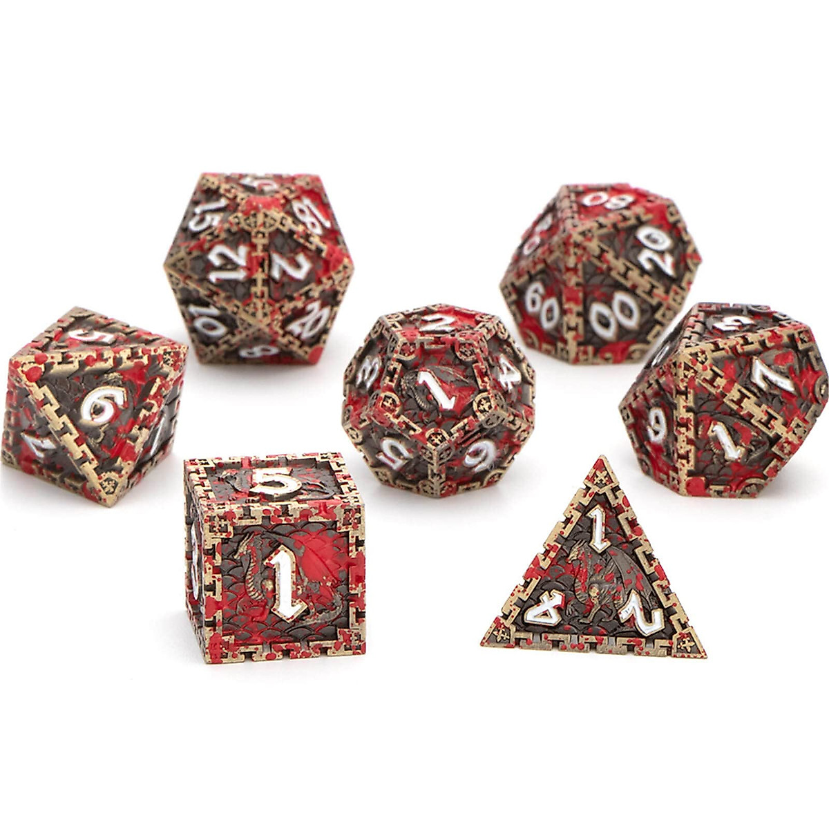 Metal DND Dice Set, RUNFNG D&D Dice Set with Box, Metal Polyhedral Dice Set for Dungeons and Dragons RPG Role Playing Games - D20 D12 D10 D8 D6 D4 D&D Dice Set
