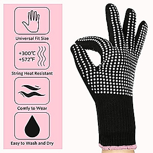TPYQdirect Professional Heat Resistant Gloves Proof Glove Blocking for Curling Iorn Flat Iron Wand, White Black, 1 PCS