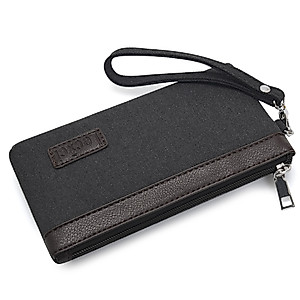 Lecxci Canvas Wristlets Bag Clutch Purses Wallet Slim Credit Card Holder Clutch with Removable Strap Cell Phone Wallet (Colorbloc-1)