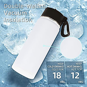 Volhoply 18oz Insulated Water Bottle Bulk 4 Pack,Kids Stainless Steel Water Bottles with Straw Lid,Wide Mouth Reusable Metal Thermos Bottle,Double Wall Vacuum Sports Flask Keep Hot and Cold(Mix,4 Set)