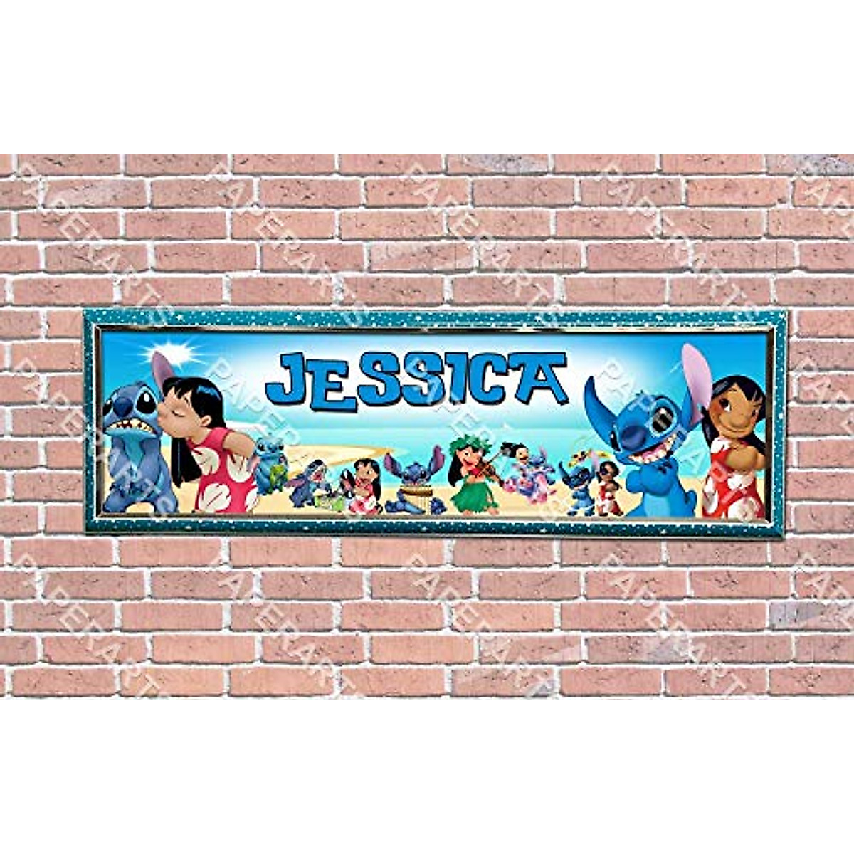 Lilo and Stitch - Personalized Birthday Name Poster with Custom Name On it, Border Mat and Frame Options
