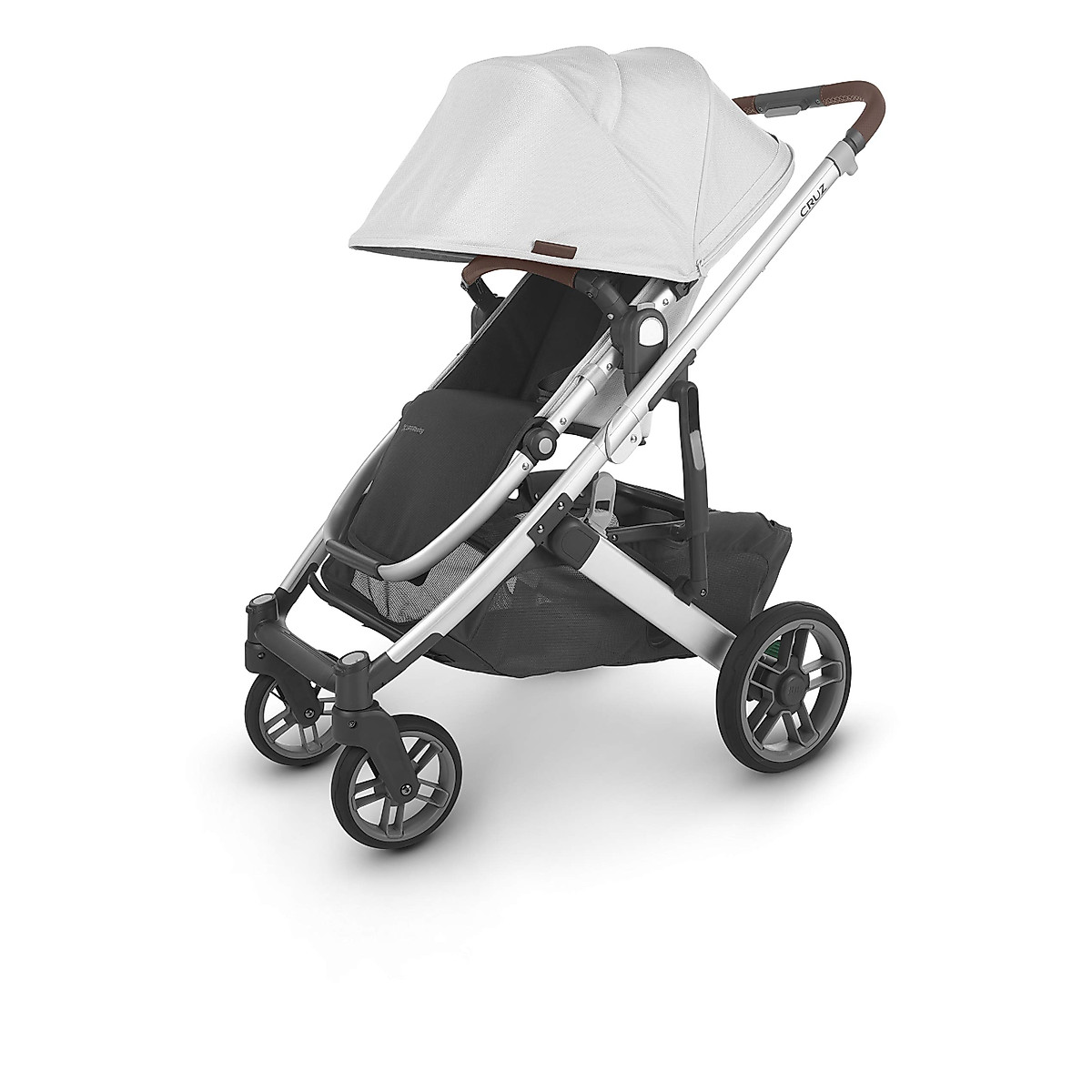 UPPAbaby Cruz V2 Stroller - Bryce (White Marl/Silver/Chestnut Leather) + Mesa Infant Car Seat - Bryce (White Marl)