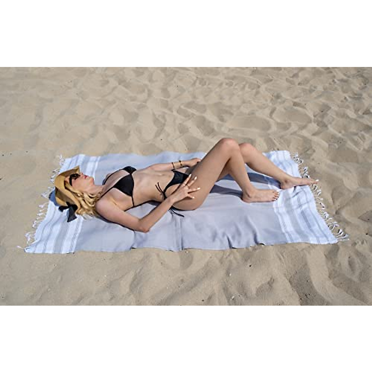 (Set of 6) XXL Turkish Cotton Bath Beach Hammam Towel Peshtemal Throw Fouta Blanket Set