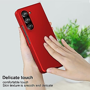 redluckstar Case for Samsung Galaxy Z Fold 5,Thin Slim Fit Matte PC with Non-Slip Built in Screen Protector Full-Body Protection Built in Screen Protection Phone Cover for Galaxy Z Fold 5 (Red)