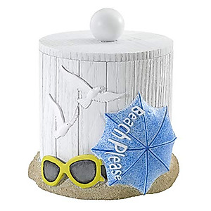 Avanti Linens - Covered Jar, Multipurpose Countertop Organizer, Beach Inspired Bathroom Decor (Beach Mode Collection)