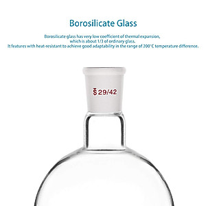 stonylab Heavy Wall Single Neck Borosilicate Glass Flat Bottom Boiling Flask, with 29/42 Standard Taper Outer Joint, 2000ml