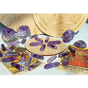 10 PCS Amethyst Crystals Set Wands Polished Healing Crystal Stones Bulk Natural Hexagonal Pointed Reiki Energy Balancing Meditation Therapy Wand Gift