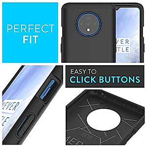 TUDIA DualShield Designed for OnePlus 7T Case (2019), [Merge] Shockproof Military Grade Heavy Duty Dual Layer Slim Protective Phone Case - Matte Black