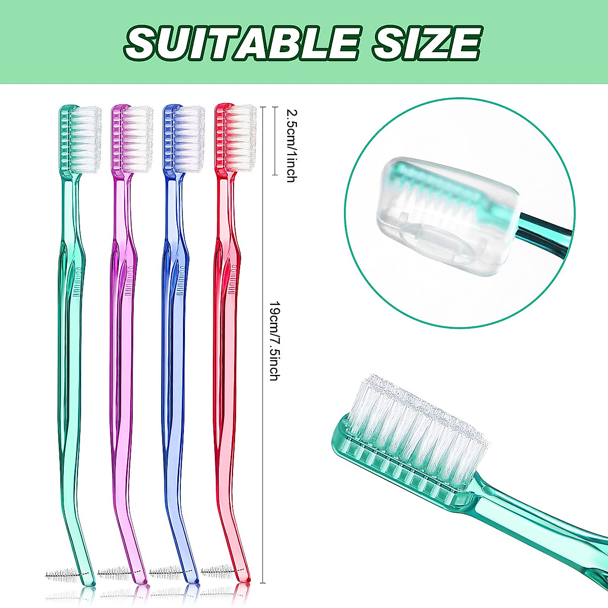 6 Pieces Orthodontic Toothbrush Braces Toothbrush with 6 Pcs Head Protection Cover Double-Ended Interdental Brush V Trim End for Braces Teeth Detail Cleaning 4 Colors