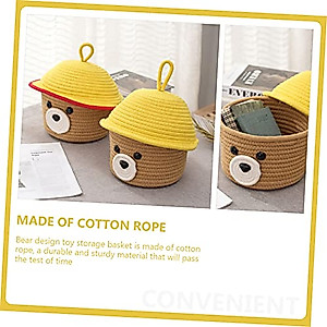TOYANDONA Bear Storage Basket Clothes Bins Storage for Closet Toy Baskets Wicker Storage Basket Baby Laundry Basket Baskets Empty Wicker Laundry Baskets Cotton Rope Sundries Basket Mini