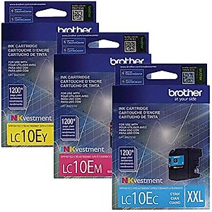 Brother LC10EC, LC10EM, LC10EY Super High Yield XXL Cyan, Magenta and Yellow Color -Ink -Cartridge Set