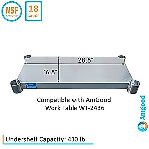 Additional Undershelf for AmGood Work Table | Adjustable Galvanized Steel Undershelf (24" x 36")