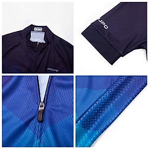 Cycling Jersey Bib Shorts Set Men Bike Top Suit Full Zipper Cycle Shirt Road Bicycle Riding Racing MTB Mountain Clothing Blue L