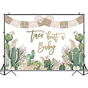 Avezano Taco 'Bout A Baby Shower Backdrop Boho Fiesta Baby Shower Party Decoration Photography Background Cactus Taco Pampas Grass Gender Neutral Baby Shower Backdrops Photoshoot (7x5ft)