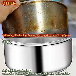 Flamingpan 1.5QT Stainless Steel Saucepan with Glass Lid, Small Pot for Cooking Soups, Sauces, Durable, Rust-Resistant & Non-discoloring Pot with Lid, Sauce Pan & Easy to Clean