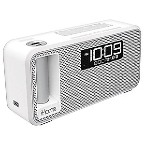 iHome iKN105BC Dual Charging Bluetooth Stereo Alarm Clock Radio/Speakerphone with NFC, Removable Power