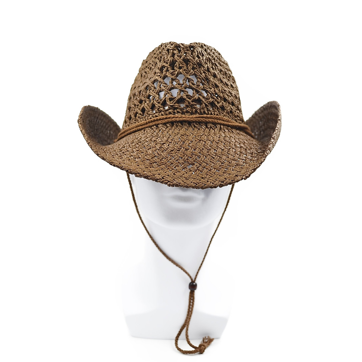 Melesh Adult Sun Straw Western Cowboy Hat (Coffee)