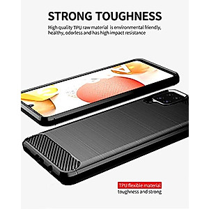 Samsung A12 Case,Galaxy A12 Case,with HD Screen Protector,Shock-Absorption Flexible TPU Bumper Cove Soft Rubber Protective Case for Samsung Galaxy A12 (Black Brushed TPU)