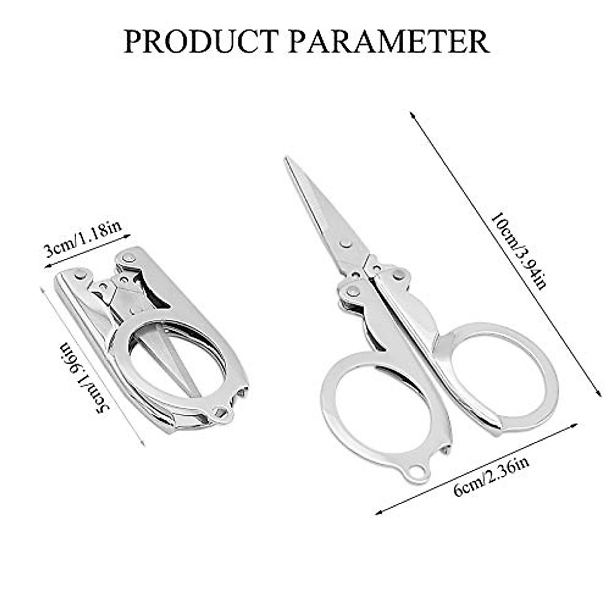 QUMENEY 4PCS Folding Scissors Portable Stainless Steel Scissors, Mini Foldable Travel Pocket Cutter, Small Compact Paper String Craft Scissors Cutter for Crafting, Camping, Emergency, Survival