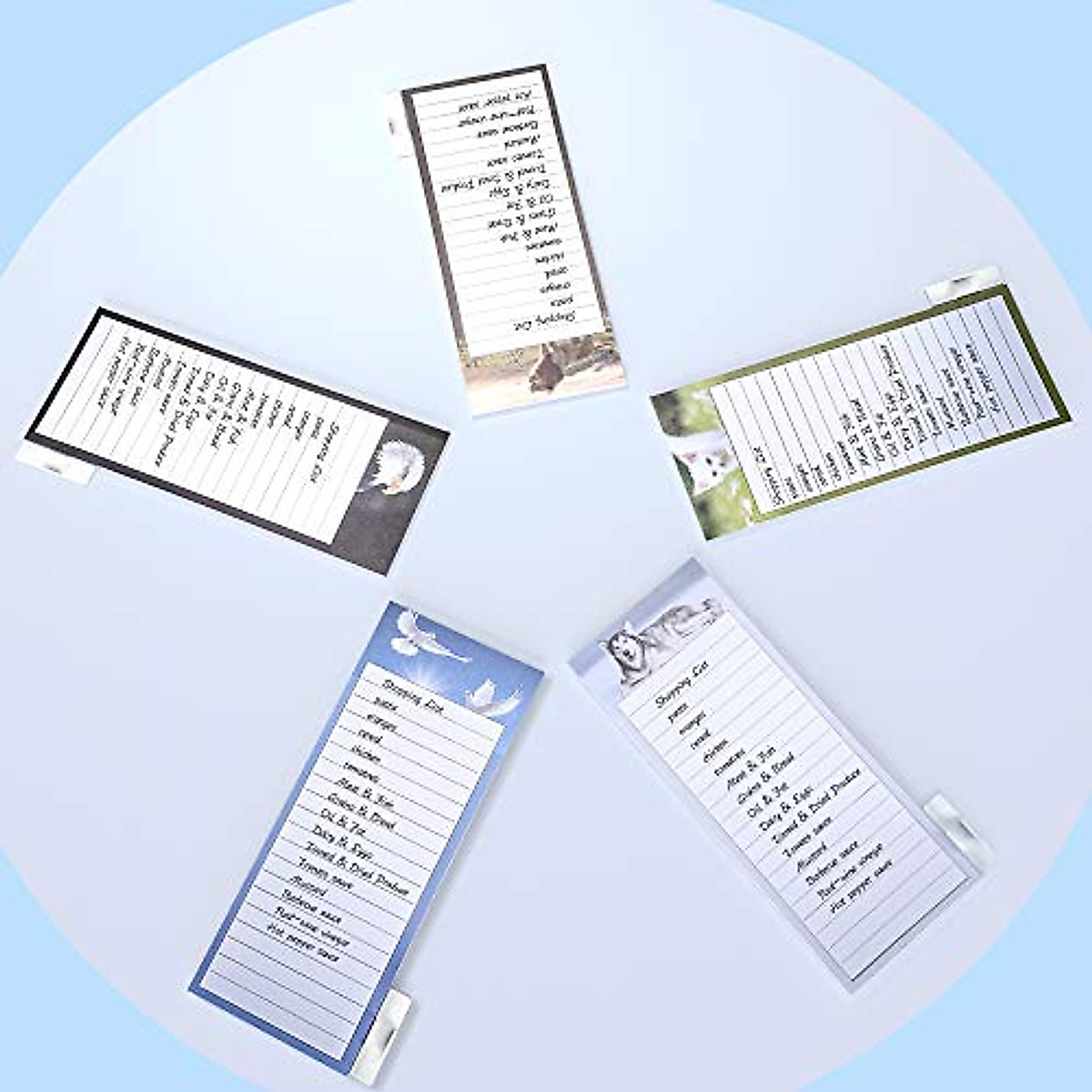 Notepad with Pen Holder, 5 Pack Full Magnetic Back Large Notepads for Grocery List, Shopping List, To-Do List, Reminders, Recipes, Memo Notepad with Animal Designs | 100 gsm Thick Paper 50 Sheets