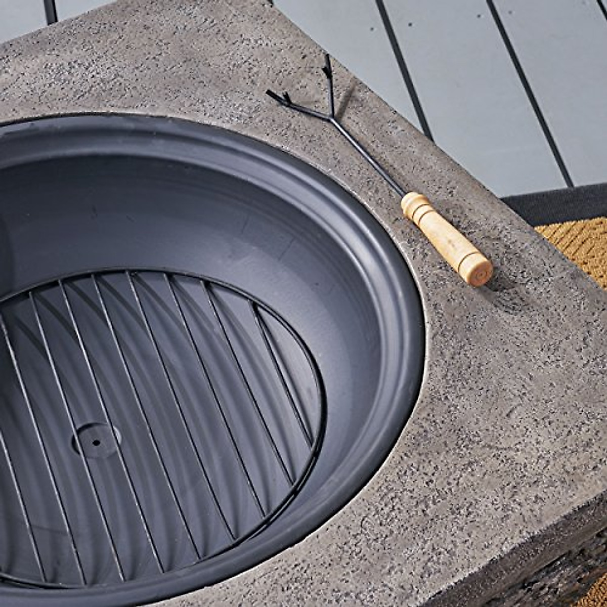 Christopher Knight Home Laraine Outdoor 32" Wood Burning Light-Weight Concrete Square Fire Pit, Grey