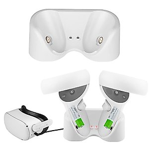 Iesooy Quest 2 Charger Dock Station for Quest 2 Headset and Controller, Quest 2 Charging Station with 2 Rechargeable Batteries, Charging Stand for Quest 2 Handle
