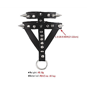 Sither Black Bracelet with Ring for Women and Men Child Halloween Punk Goth Black Leather Bracelet Hand Accessories Jewelry for Gift(1 piece)