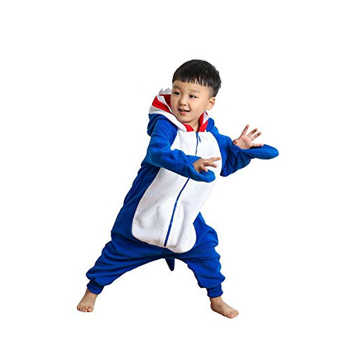 OGU' DEAL Shark Onesie Sleepwear for Kids Animal Costume Halloween Hooded Jumpsuit with Pockets(Shark,95)