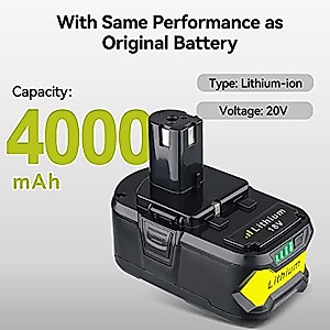 THISSENERGYSYSTEM THISS 4Pack 6.0Ah Replacement for Ryobi 18V Lithium Battery P108 P100 P102 P103 P104 P105 P107 P109 Compatible with18-Volt Ryobi