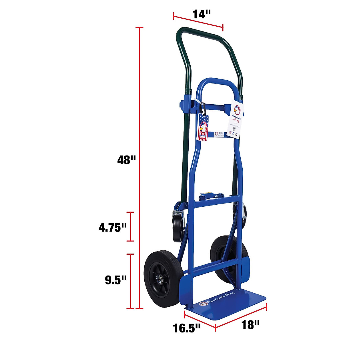 American Lifting 800 lbs Quick Latch Hand Truck, Metal Frame