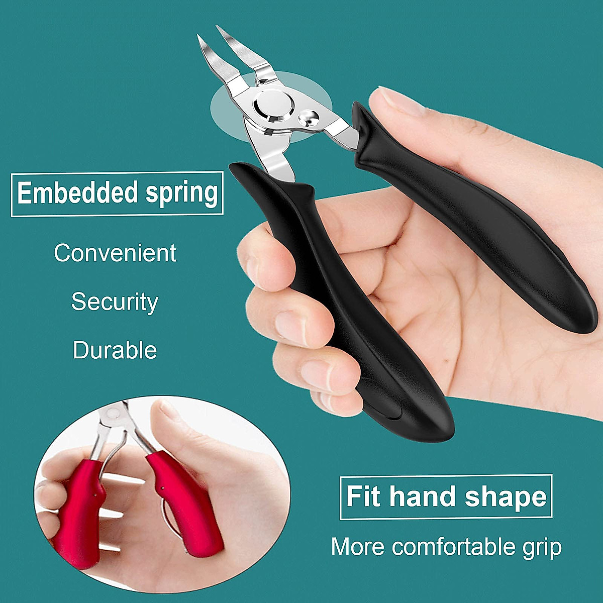 Ingrown Toenail Clippers, Steel Nail Clippers for Professional Podiatrist, Unique Long Handle Curved Blade Tool for Thick & Ingrown Nails, Suitable for Men, Women and Elderly-XIORRY