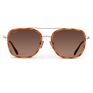 WearMe Pro Women’s Polarized Square Sunglasses: Modern Square Aviator with Double Bridge featuring Vintage and Modern Aesthetics (Sunset Tortoise Frame/Gradient Brown Lens)