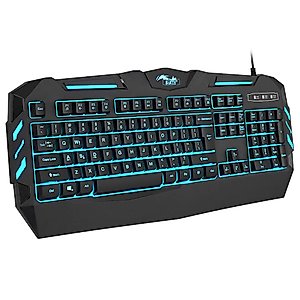 BAKTH 7 Colors LED Backlit Gaming Keyboard, Mechanical Feeling and Waterproof, Illuminated USB Wired Keyboard for Pro PC Gamer or Office