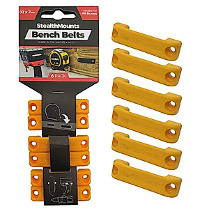 StealthMounts Bench Belt - Universal Tool Holder | Tool Holster Set - 6 Pack | Perfect Tool Hanger Storage Dock for Power Tools, Tape Measures and Belt Clips (Yellow)