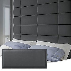Art3d Adjustable Wall Mounted Upholstered Headboard for King, Twin, Full and Queen, Reusable and Removable Padded Wall Panels, Interchangeable Bed Panels in Black (6 Panels, 9.84" x 23.6")
