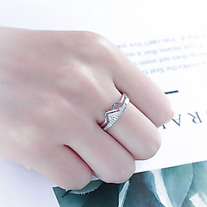 FUNYCHEN Mountain Ring for Women Sterling Silver Faith Moves Moutains Rings Statement Wave Ring Dainty Keep Climbing Ring Inspirational Gifts to My Daughter US Size 5-10 (silver, 8)